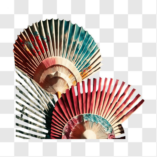 Download Colorful Paper Fans Stack with Different Patterns PNGs Online ...
