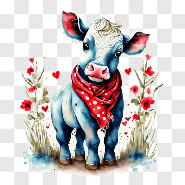 Download Happy and Playful Small Blue Cow in Natural Habitat PNGs ...