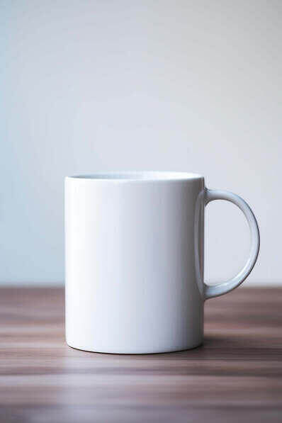 Download Empty coffee mug on wooden table Mockups Online - Creative Fabrica