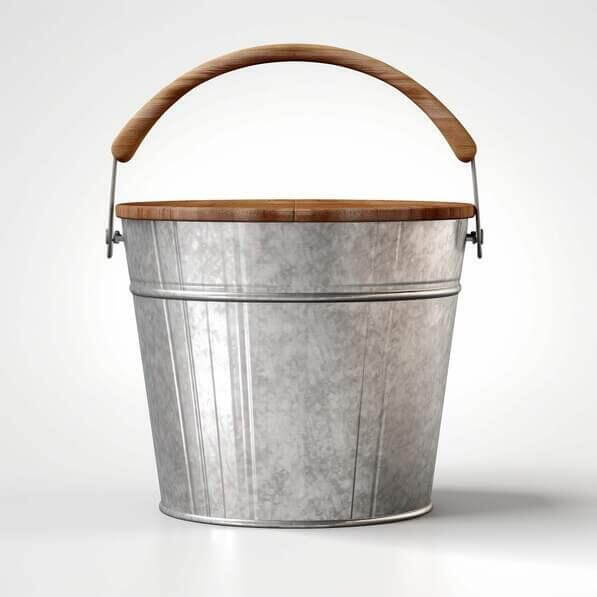 Download Empty Silver Bucket with Wooden Handle Mockups Online ...
