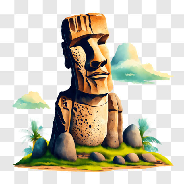 Download Moai Statue on Hawaiian Island PNGs Online - Creative Fabrica