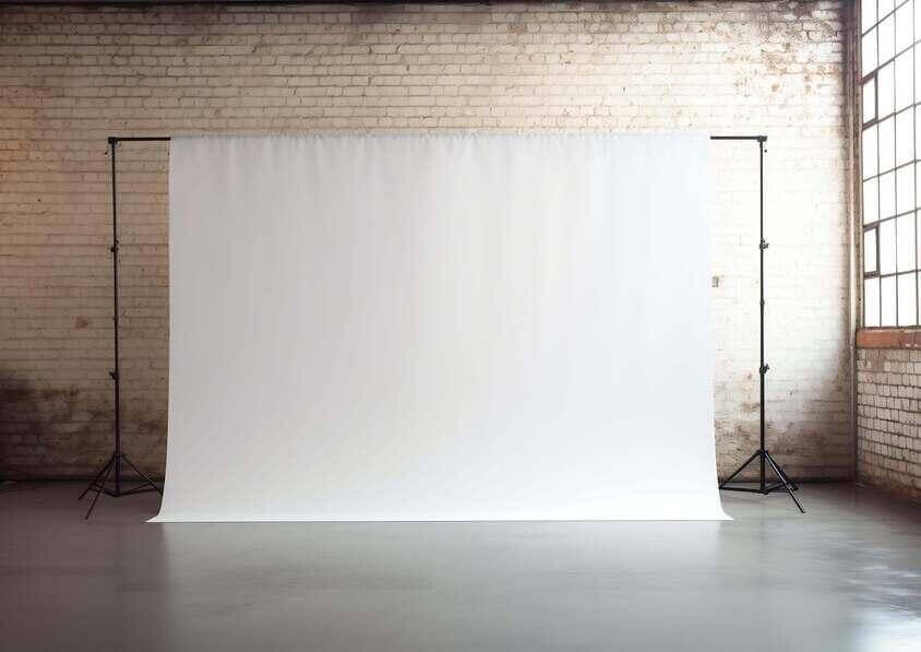 Download Empty Photography Studio with White Backdrop and Brick Walls ...