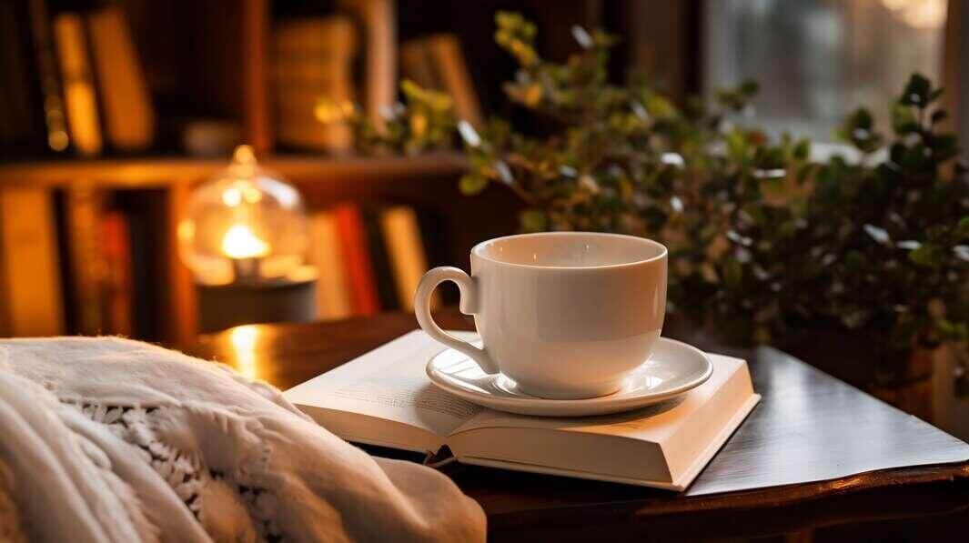 Download Cozy Reading Scene with Book and Coffee Mockups Online ...