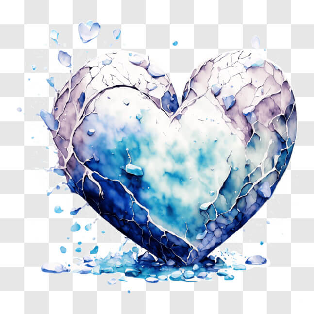 Download Illustration of Broken Heart with Blue Paint Splashes PNG ...