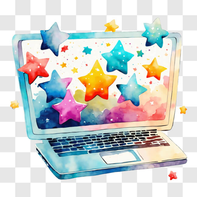Download Colorful Stars Floating on Laptop Screen PNGs Online ...