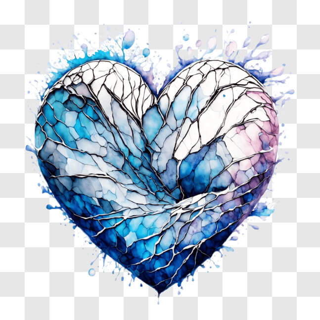 Download Abstract Broken Heart Artwork in Blue and Purple PNGs Online ...