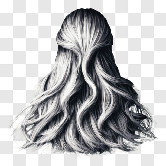 Download Artistic Back View of Long White and Grey Hair PNGs Online ...