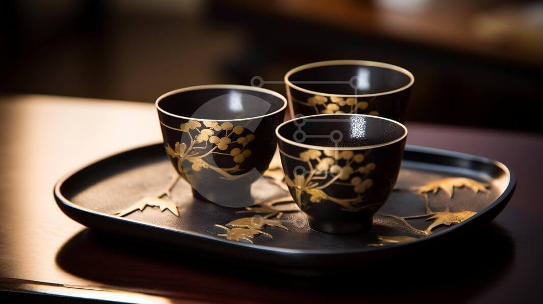 Elegant Black and Gold Tea and Coffee Set stock photo | Creative Fabrica