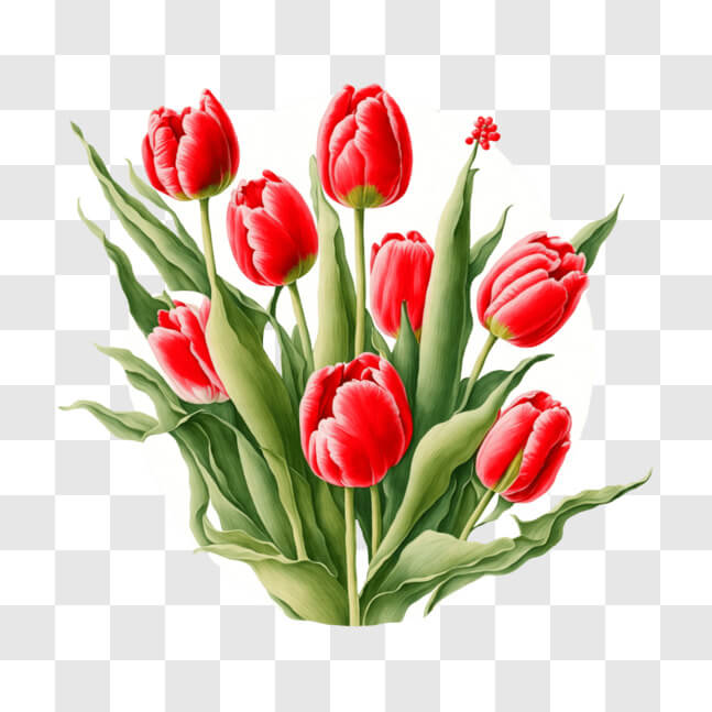 Download Red Tulip Bouquet in Oval Frame PNGs Online - Creative Fabrica