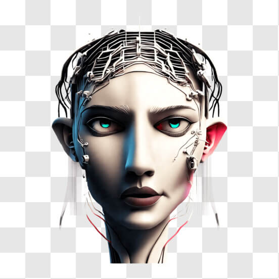 Download Illustrating Cybernetics: Computer-Generated Woman's Face PNG ...