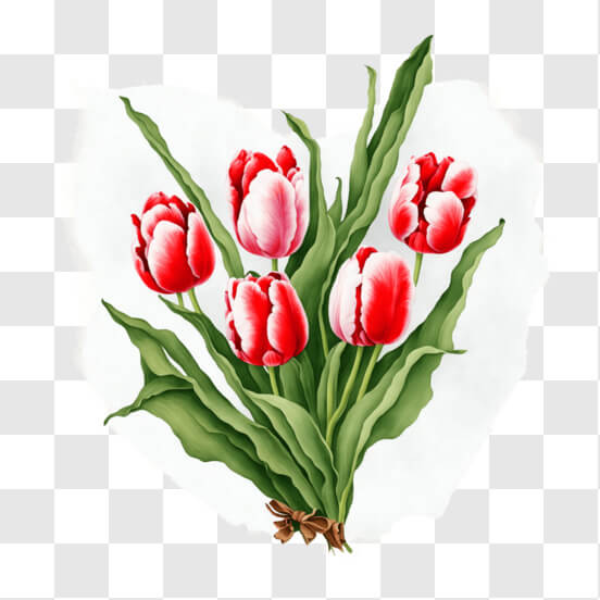 Download Vibrant Red Tulip Bouquet in Oval Frame PNG Online - Creative ...