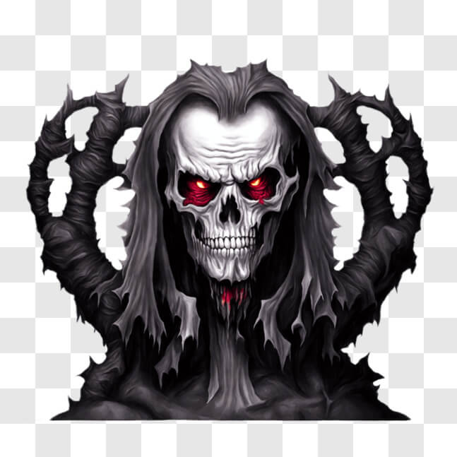 Download Demonic Skull with Red Eyes and Dark Hair PNGs Online ...