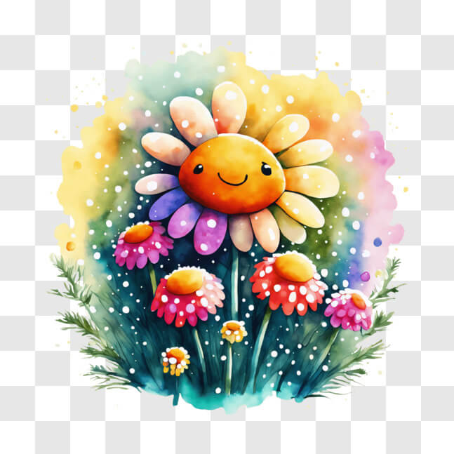 Download Smiling Daisies in the Snow - Watercolor Painting PNGs Online ...
