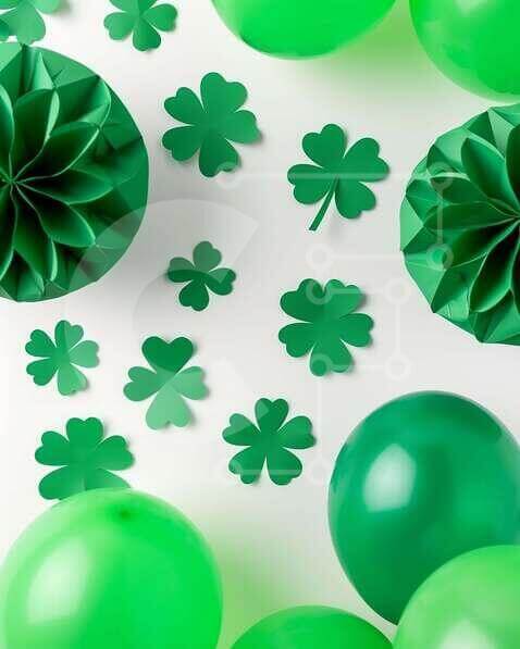 St. Patrick's Day Celebration with Green Balloons and Shamrock ...