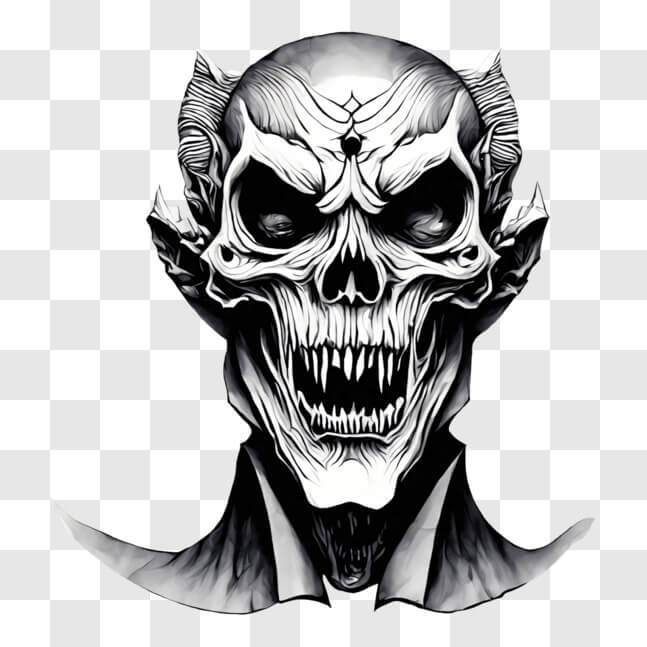 Download Devilish Skull Illustration in Gothic Art Style PNGs Online ...