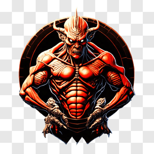 Download Illustration of a Muscular Demon in the Horror Genre PNGs ...