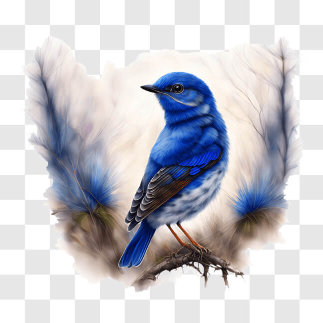 Download Blue Bird Perched on Oak Tree Branch PNGs Online - Creative ...