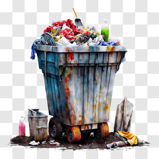 Download Large Garbage Can with Various Items PNGs Online - Creative ...
