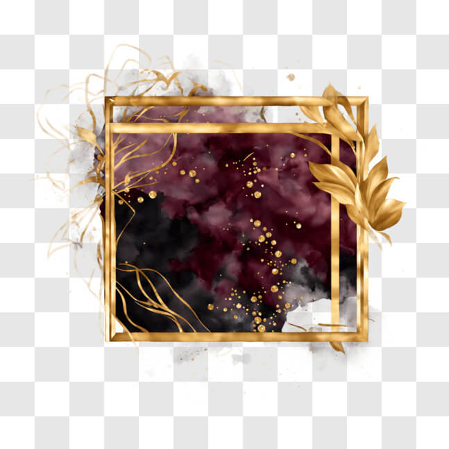 Download Gold Frame with Black and Maroon Clouds, Flowers, and Leaves ...