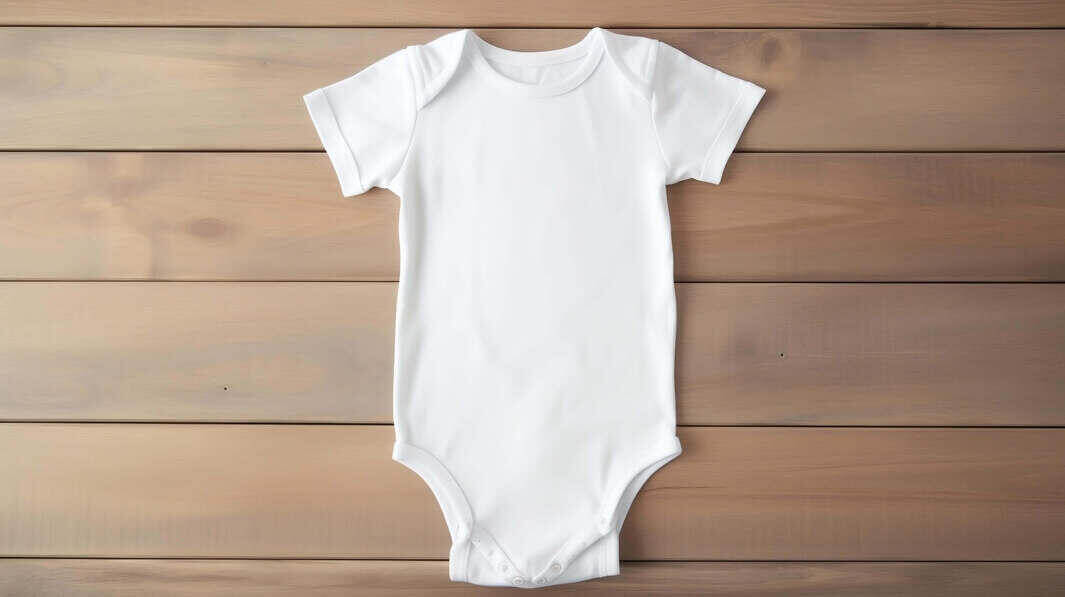 Download White Baby Bodysuit on Wooden Background Mockups Online ...