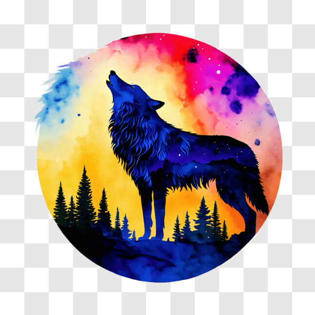 Download Abstract Wolf Howling in the Forest Painting PNGs Online ...
