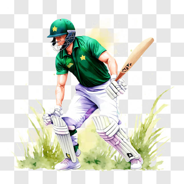 Download Cricket Player Ready to Hit the Ball PNG Online - Creative Fabrica