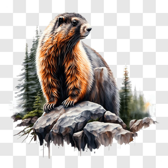 Download Marmot sitting on rocks in the forest PNGs Online - Creative ...