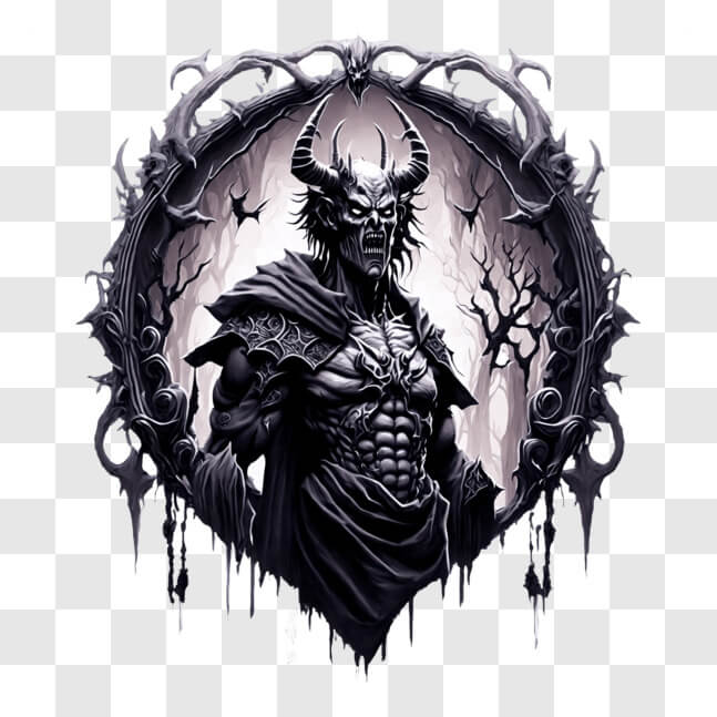 Download Demon in Ornate Frame with Horns and Symbols PNGs Online ...