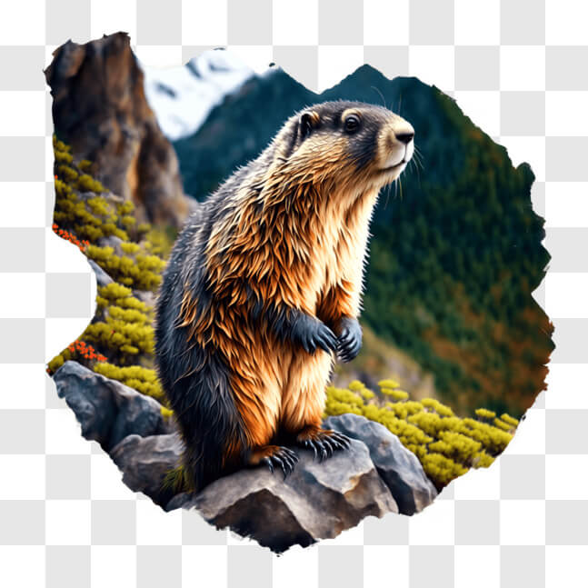 Download Marmot Sitting on Rocks in the Wilderness PNGs Online ...