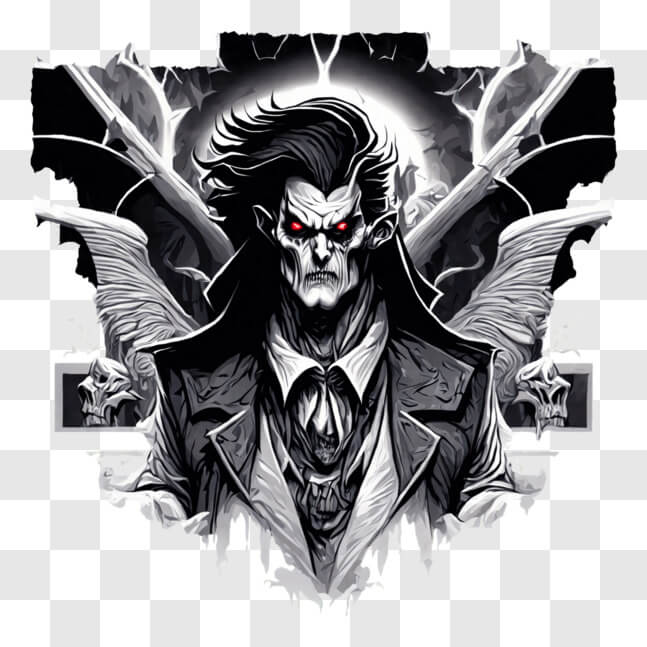 Download Undead Man with Wings and Bats Illustration PNGs Online ...