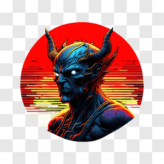 Download Demon Illustration with Glowing Eyes on Orange Background PNGs ...