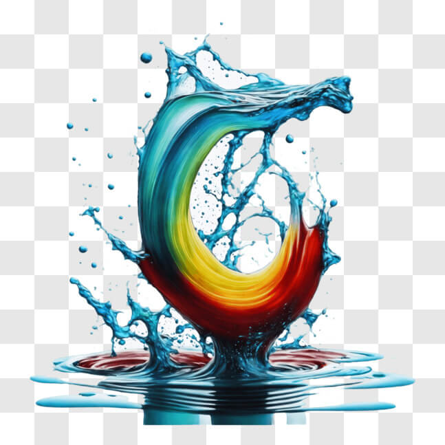 Download Rainbow-colored water droplet splashing into water PNGs Online ...