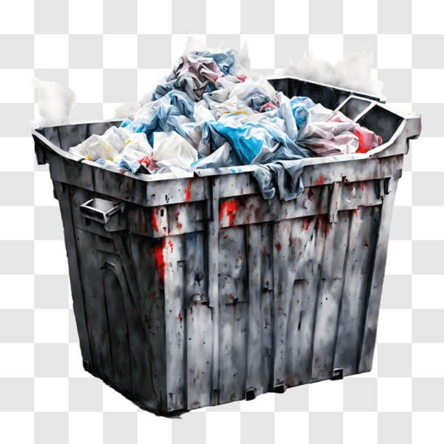 Download Trash Can with Various Garbage and Blood-Stained Clothing PNGs ...