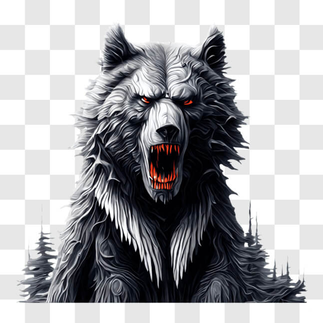 Download Aggressive Black and White Bear with Red Eyes PNGs Online ...