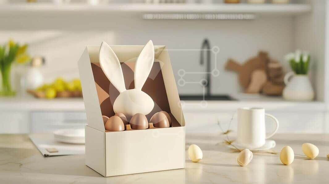 Easter Bunny-shaped Box with Easter Eggs stock photo | Creative Fabrica