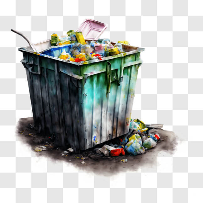 Download Trash Can Filled with Various Garbage Items PNGs Online ...