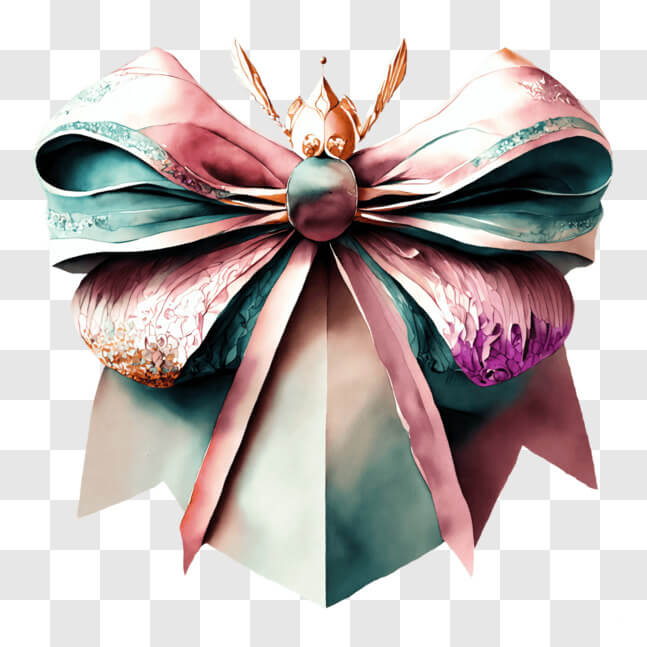 Download Elegant Pink and Blue Bow with Rhinestones and Pearls PNGs ...