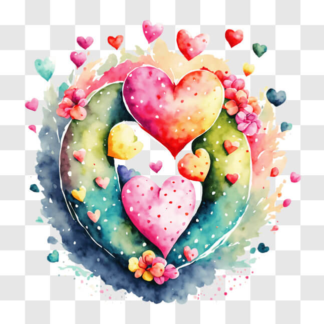 Download Colorful Heart and Flower Watercolor Painting PNGs Online ...