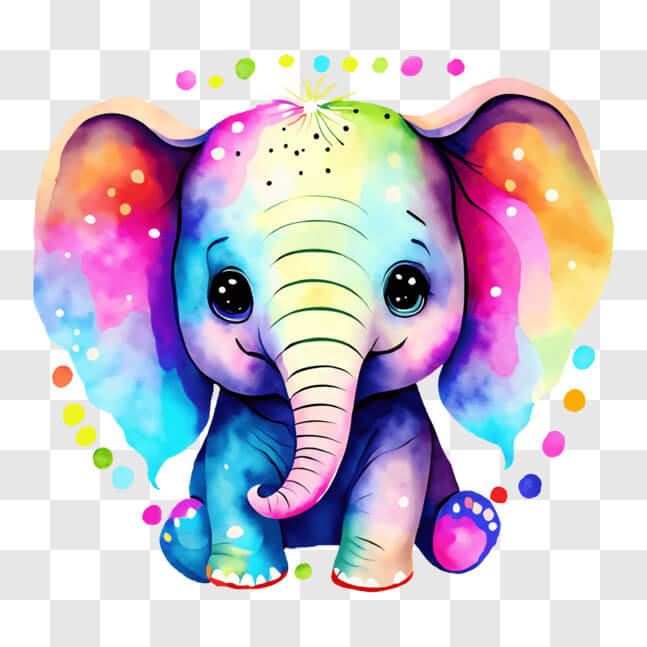 Download Colorful Elephant in Abstract Black Background PNGs Online ...