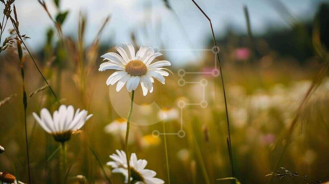 Beautiful Field of Daisies in Nature stock photo | Creative Fabrica