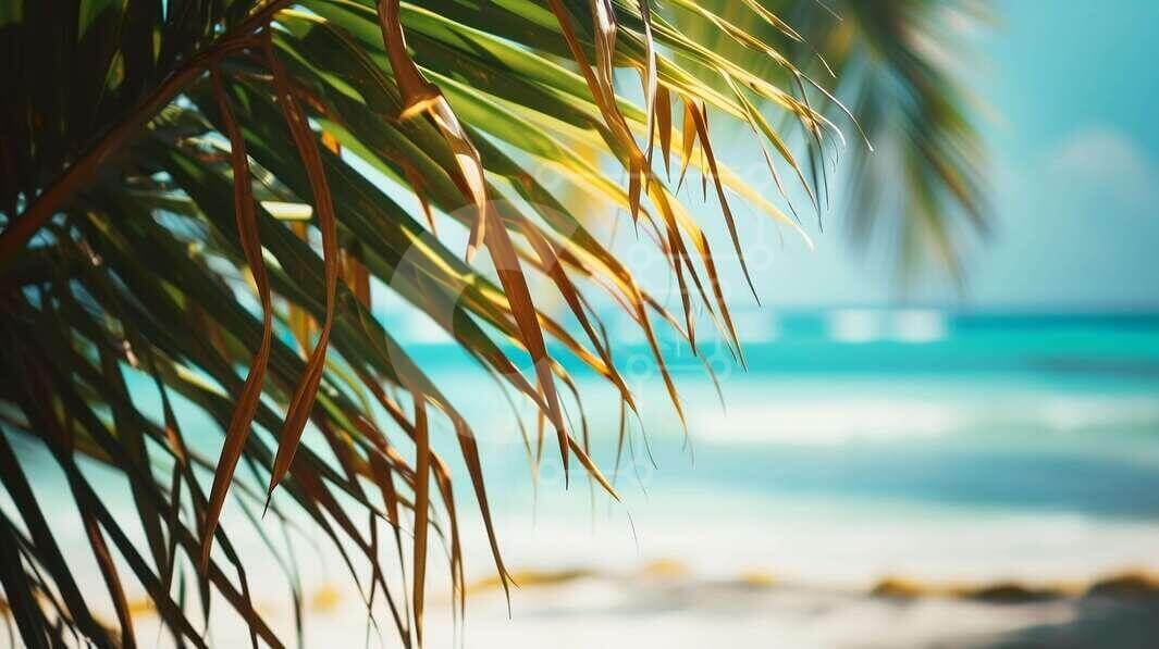 Tropical Palm Tree Beach View stock photo | Creative Fabrica