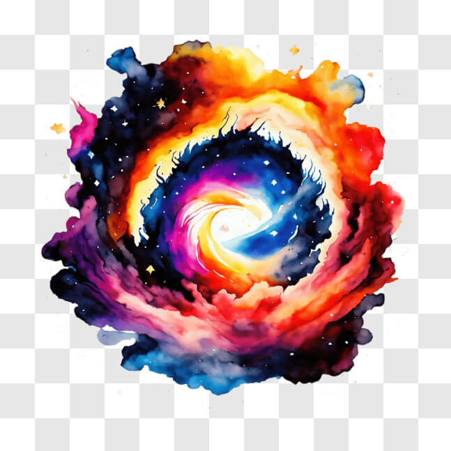 Download Colorful Watercolor Painting of a Spiral Galaxy PNGs Online ...