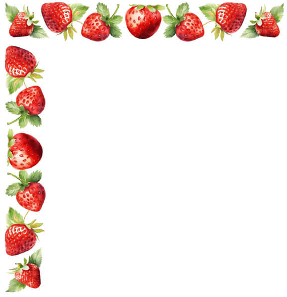 Download Strawberry Frame Decoration with Green Leaves Borders ...