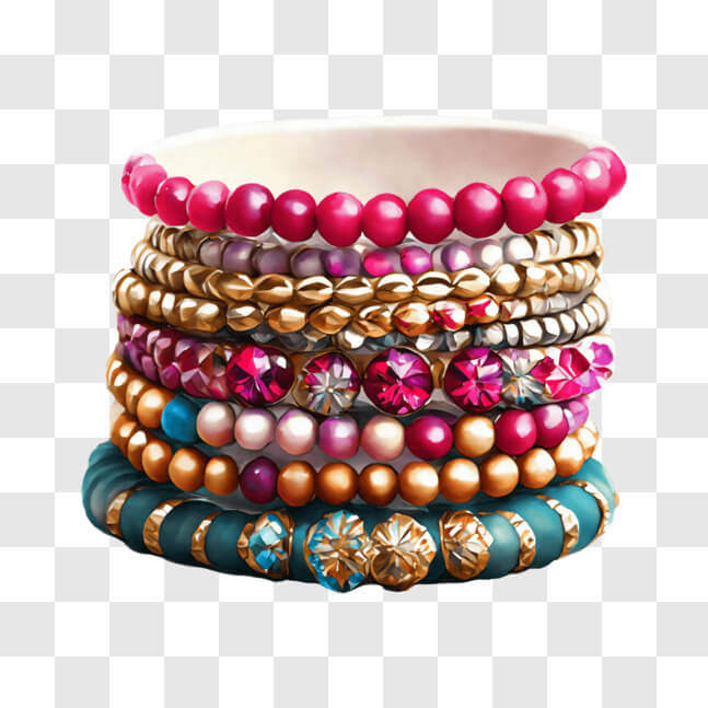 Download Colorful Beaded Bracelet Stack with Pearls PNGs Online ...