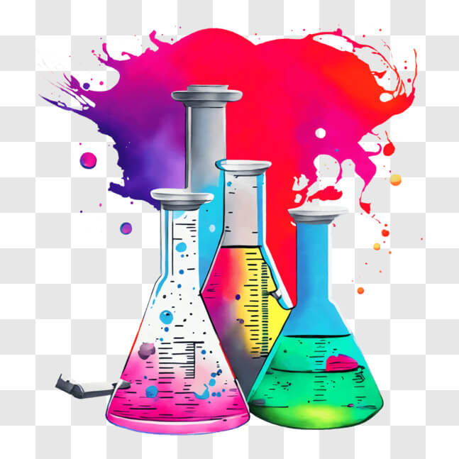 Download Vibrant Science Experiment with Colorful Beakers PNG Online ...