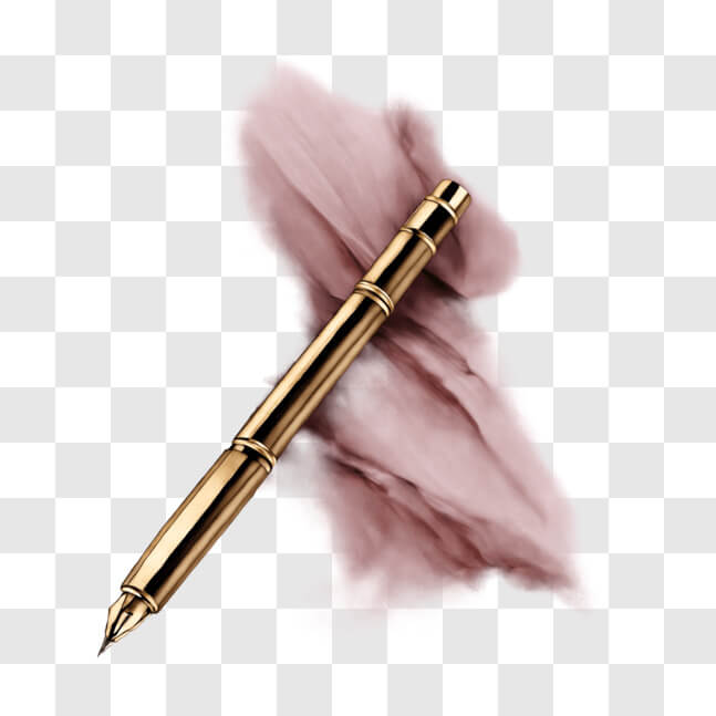 Download Gold Fountain Pen on Pink Tissue Paper PNGs Online - Creative ...