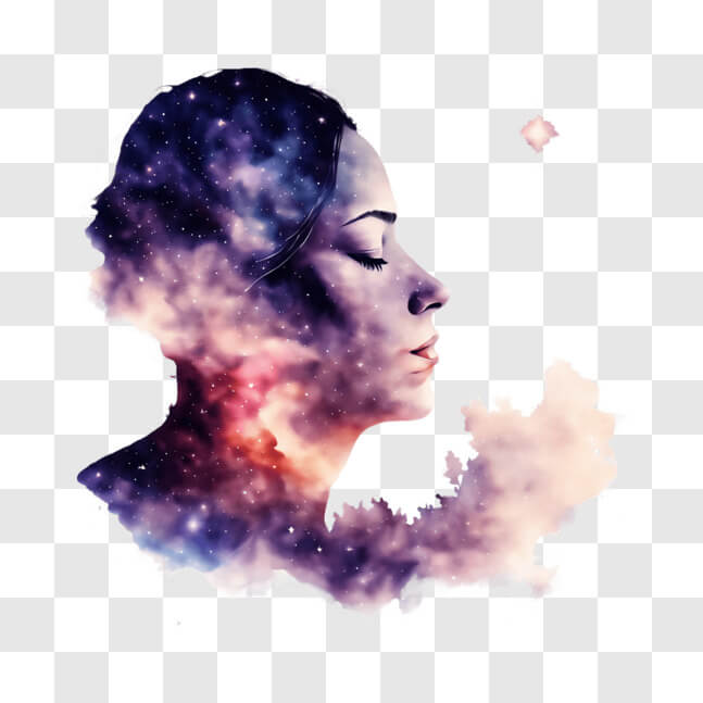 Descarga Rostro de mujer en el espacio con entorno galáctico PNGs En ...