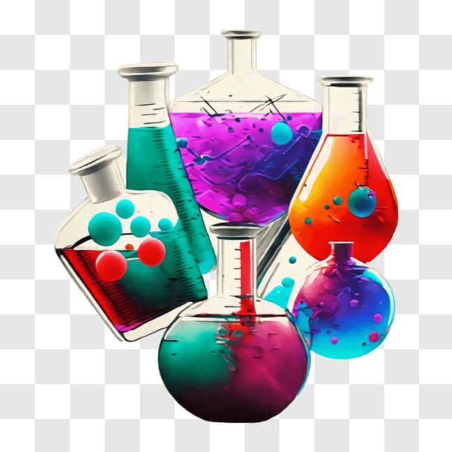 Download Colorful Beakers and Test Tubes in Science Lab PNGs Online ...