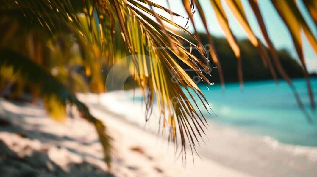 Relaxing on a Tropical Beach with Palm Trees and Ocean View stock photo ...