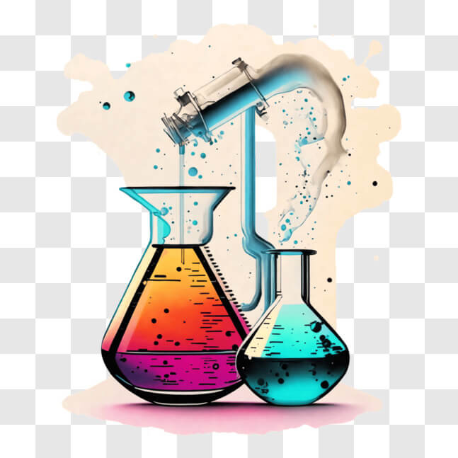 Download Science Experiment with Beakers and Colored Liquid PNGs Online ...